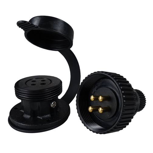 Black Plastic Waterproof 3 amp Plug & Sockets - Sheridan Marine
