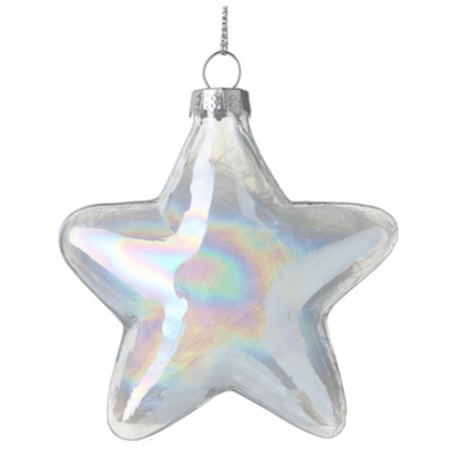 Feather Filled Iridescent Glass Star Christmas Bauble - Sheridan Marine